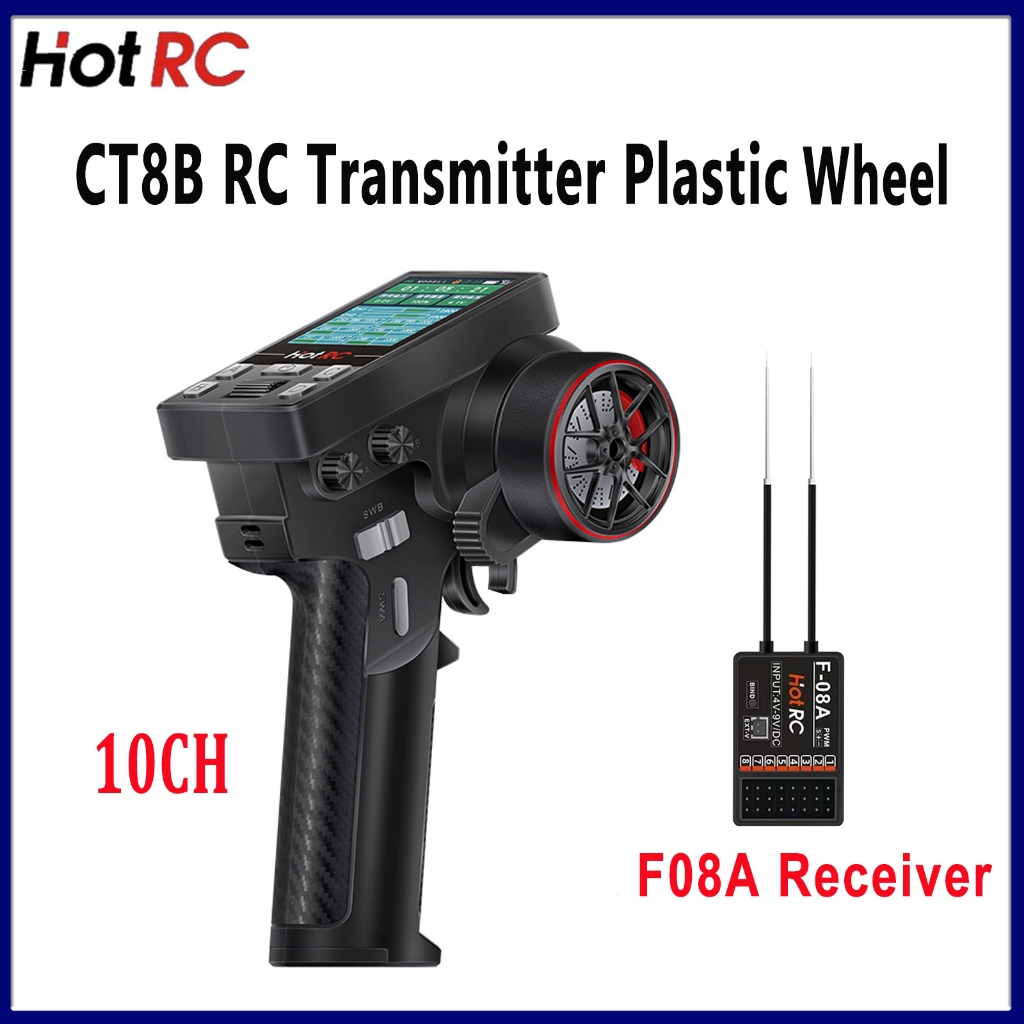 HOTRC CT-8B 10CH One-handed Transmitter With F-08A Receiver Color ...