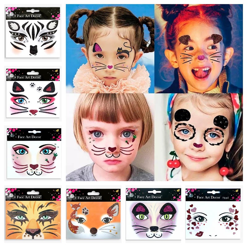 Halloween Carnival Holiday Party Face Stickers Animal Face Stickers ...