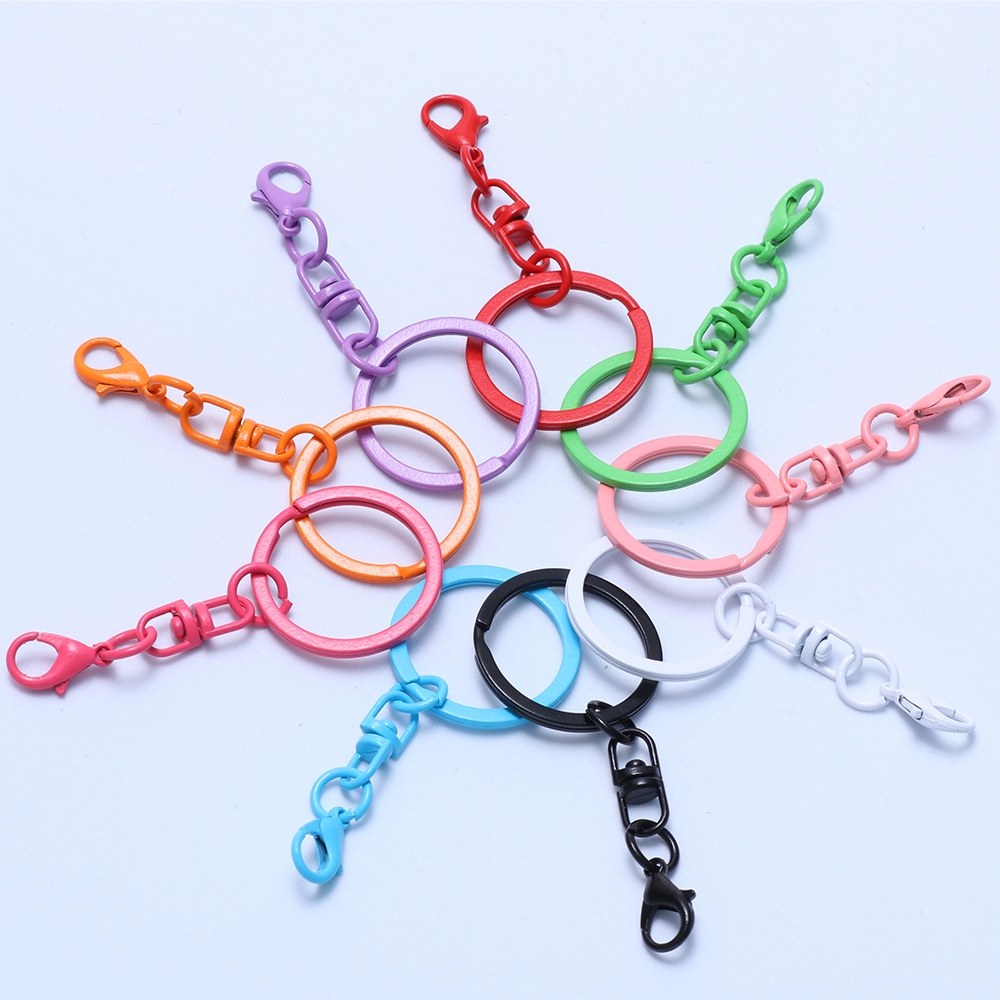 10pcs Keychain Lobster Buckle With 14mm Snap Ring Flat Ring Color ...