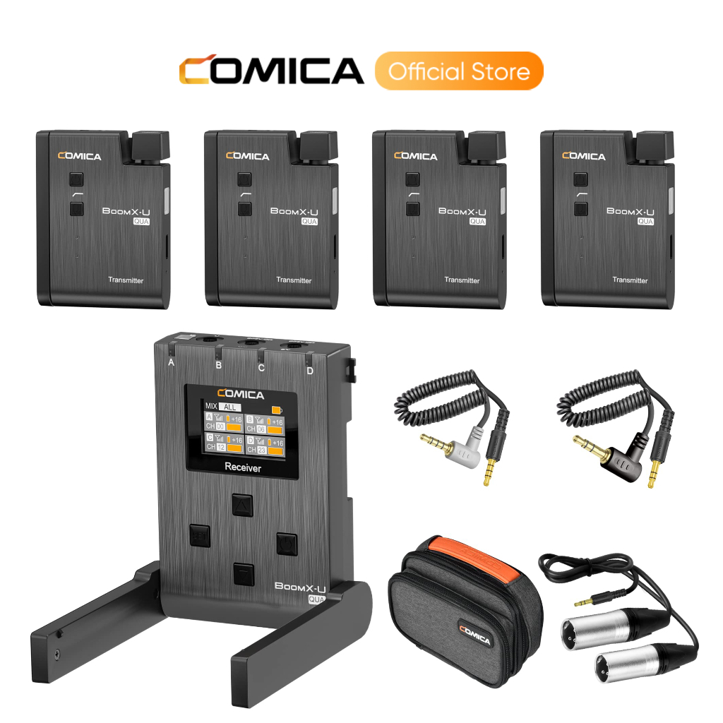 Comica BoomX-U Qua UHF Wireless Lavalier Microphone with 4 Transmitters ...