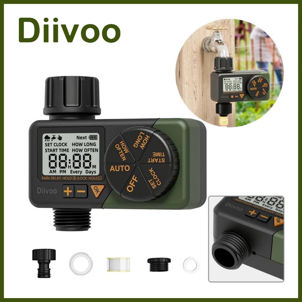 Diivoo Water Sprinkler Timer Digital Water Timer Controller Irrigation ...