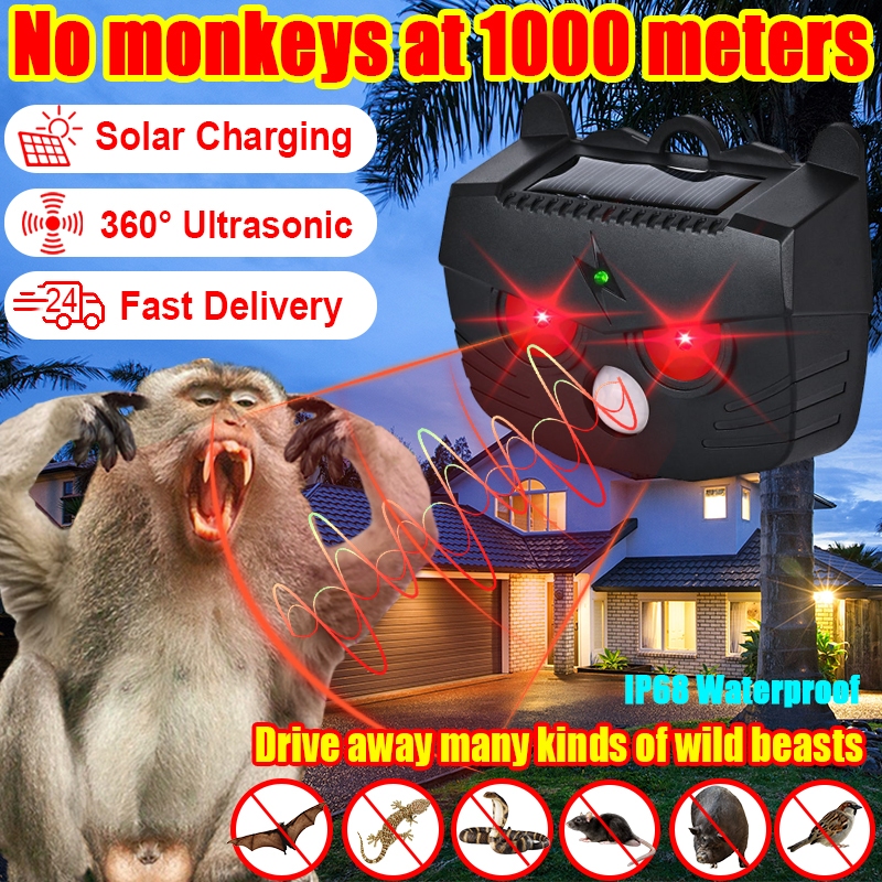 [Malay Spot]Monkey Repellent Ultrasonic long distance With solar panels ...