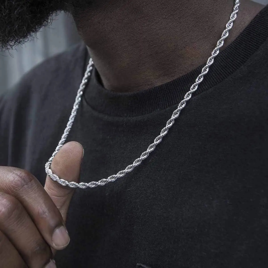 Non Fade 3mm Stainless Steel Twist Rope Chain Necklace Hip Hop Trendy ...