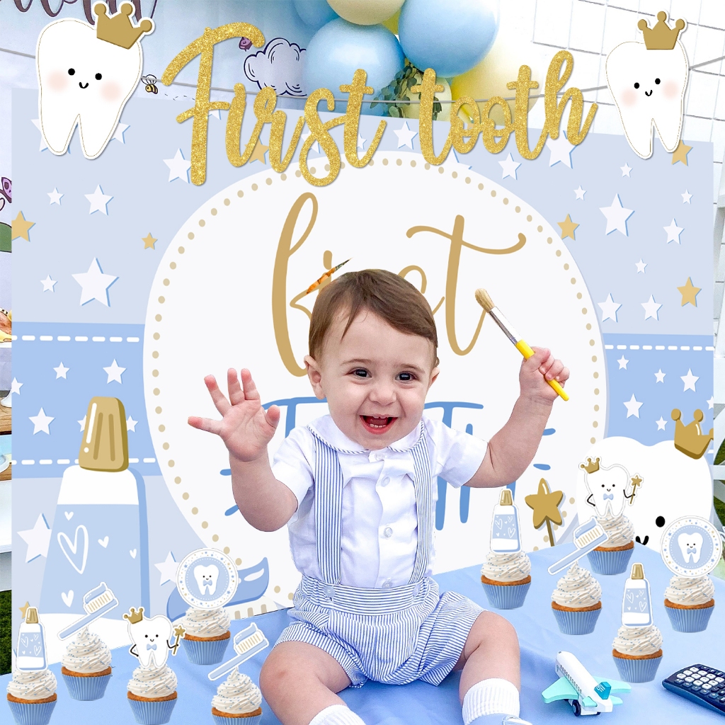 Cheereveal First Tooth Themed Party Decorations 1st Baby Tooth ...