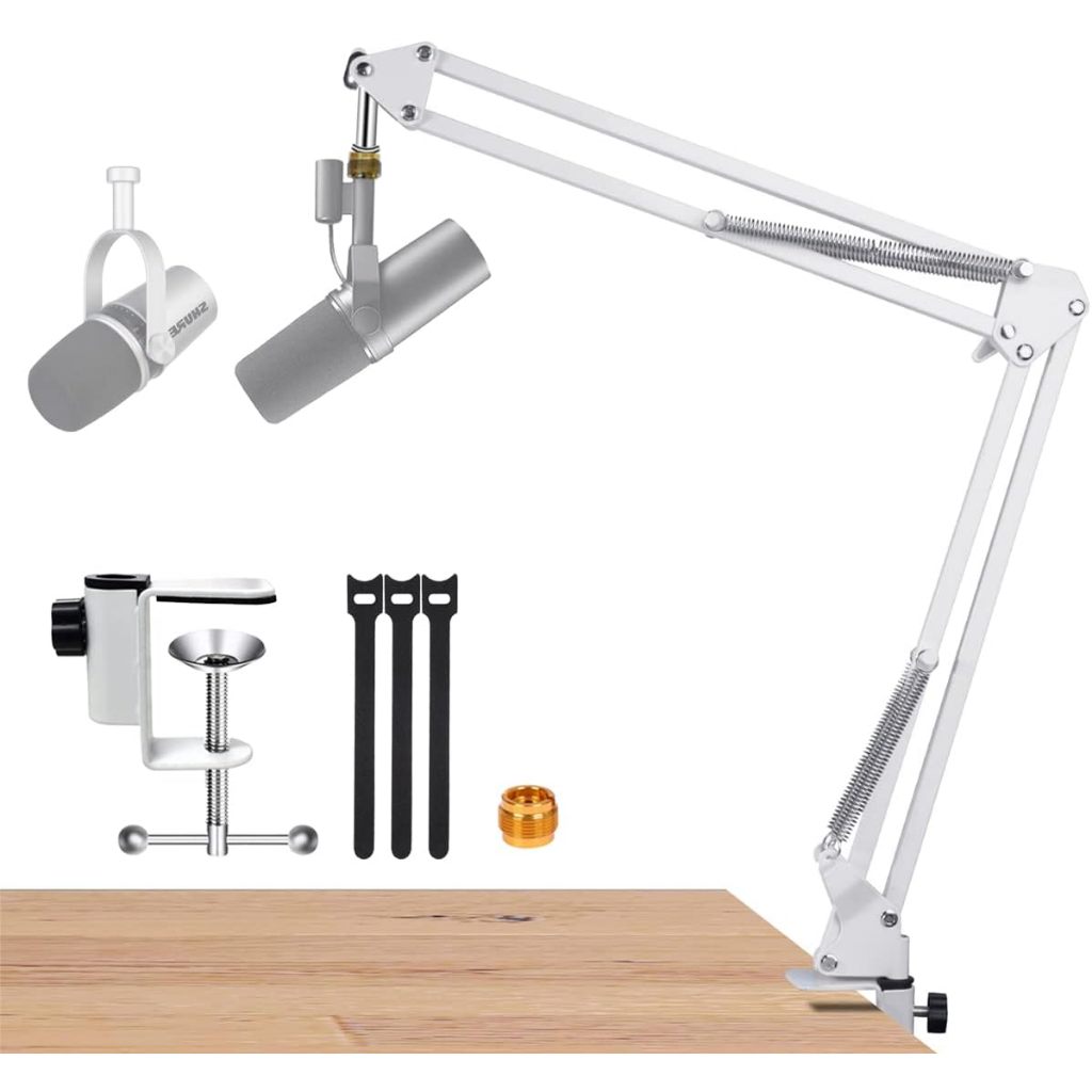 For Shure Sm7b mv88+ and Mv7 White Boom Arm, Mic Desk White Stand ...