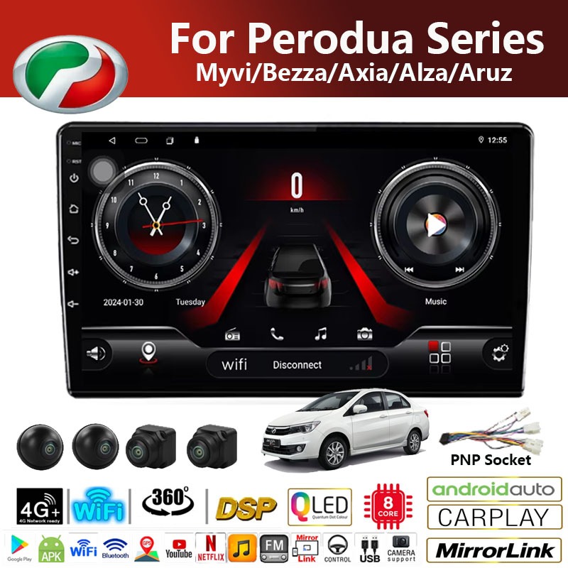 For Perodua Viva Android Car Player with 360 Camera System 2din 9 ...