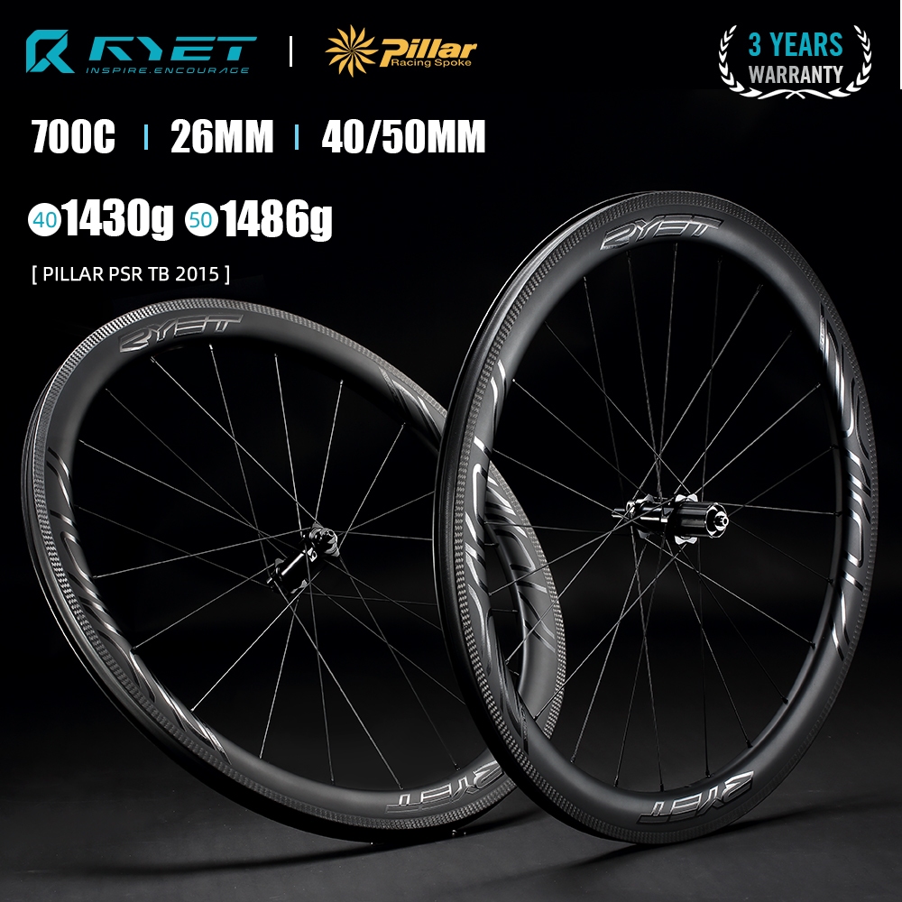 RYET Rim Brake Road Carbon Wheels V Brake Road Carbon Wheels Tubless ...