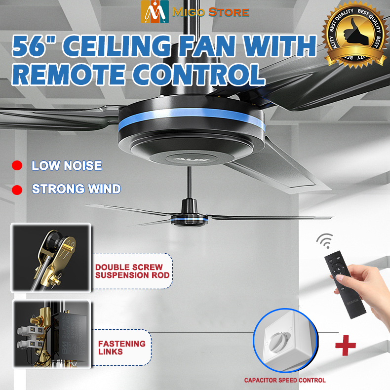 56 " Ceiling Fan Kipas Siling Iron Leaf Fan Home Living Room Dining ...