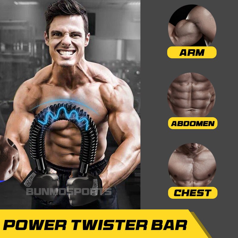 10-60KG Gym Power Twister Arm Strength Spring Bar Exercise Chest ...