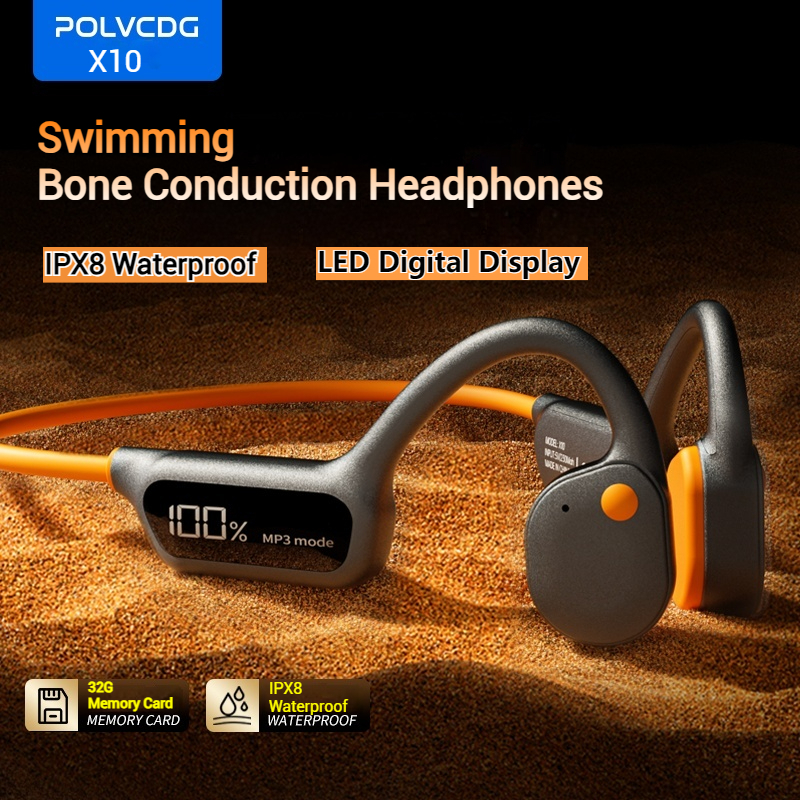 Polvcdg-X10-1 IPX8 Waterproof LED Screen 32G Swimming Bone Conduction ...