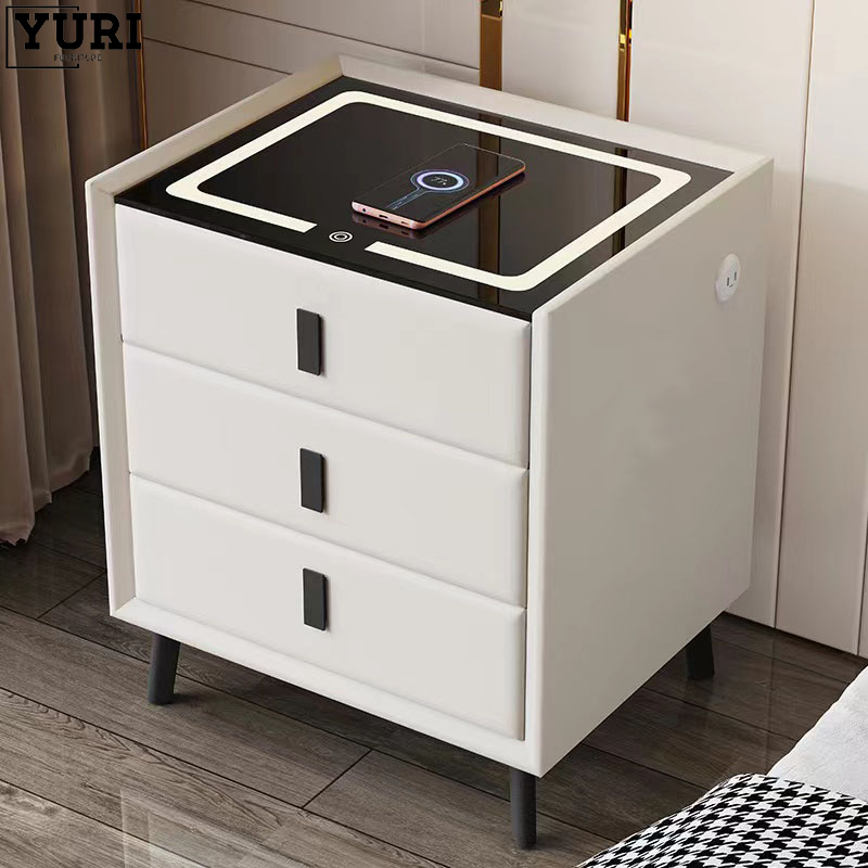 Smart Bedside Table Three-Color Light+Wireless Charging+USB Charging ...