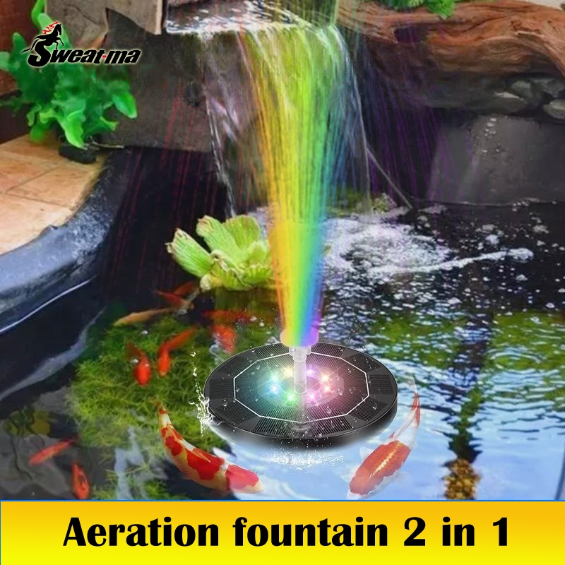 6w RGB Solar fountain with led lights Solar floating fountain Outdoor ...