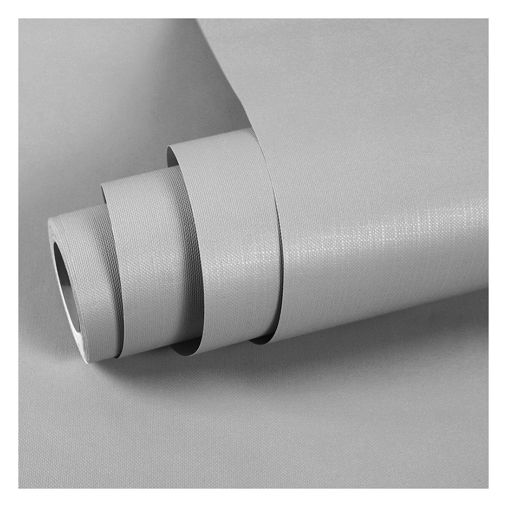 Plain Wallpaper Waterproof 40x300cm Light Gray Matte PVC Wall Paper ...
