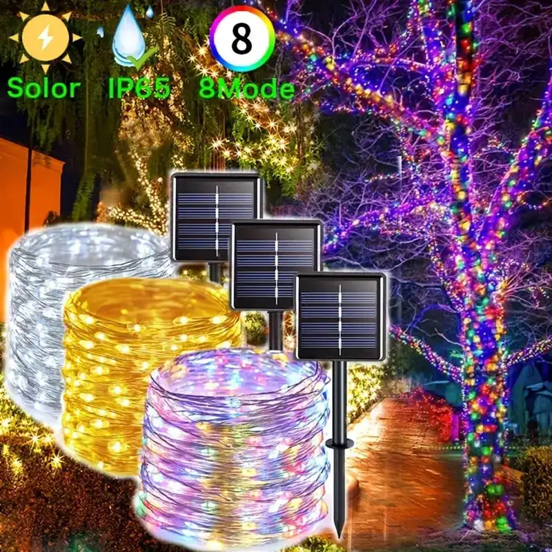 32M Solar Light String Outdoor Waterproof 8-mode Copper Wire, Fairy ...