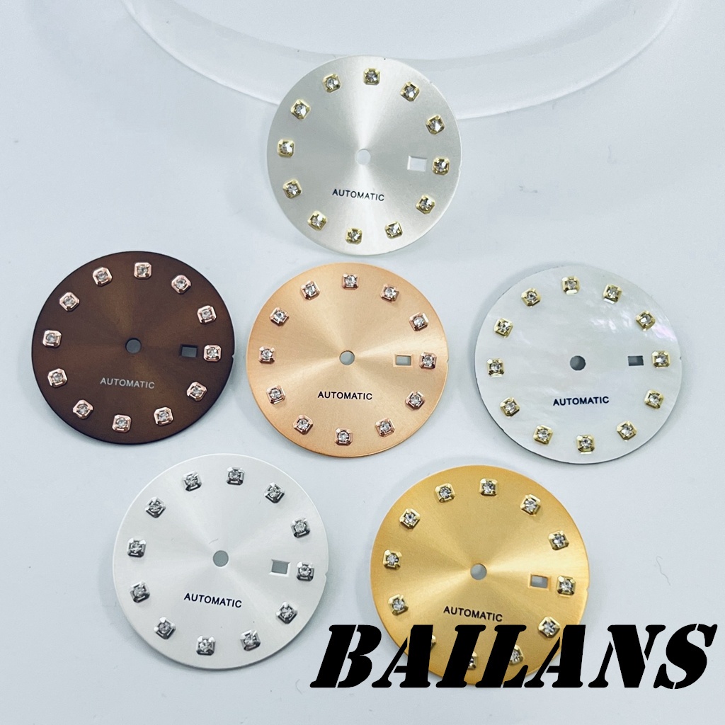 24.5mm Watch Dial Sunburst Diamond Index Watch Parts Single Calendar ...