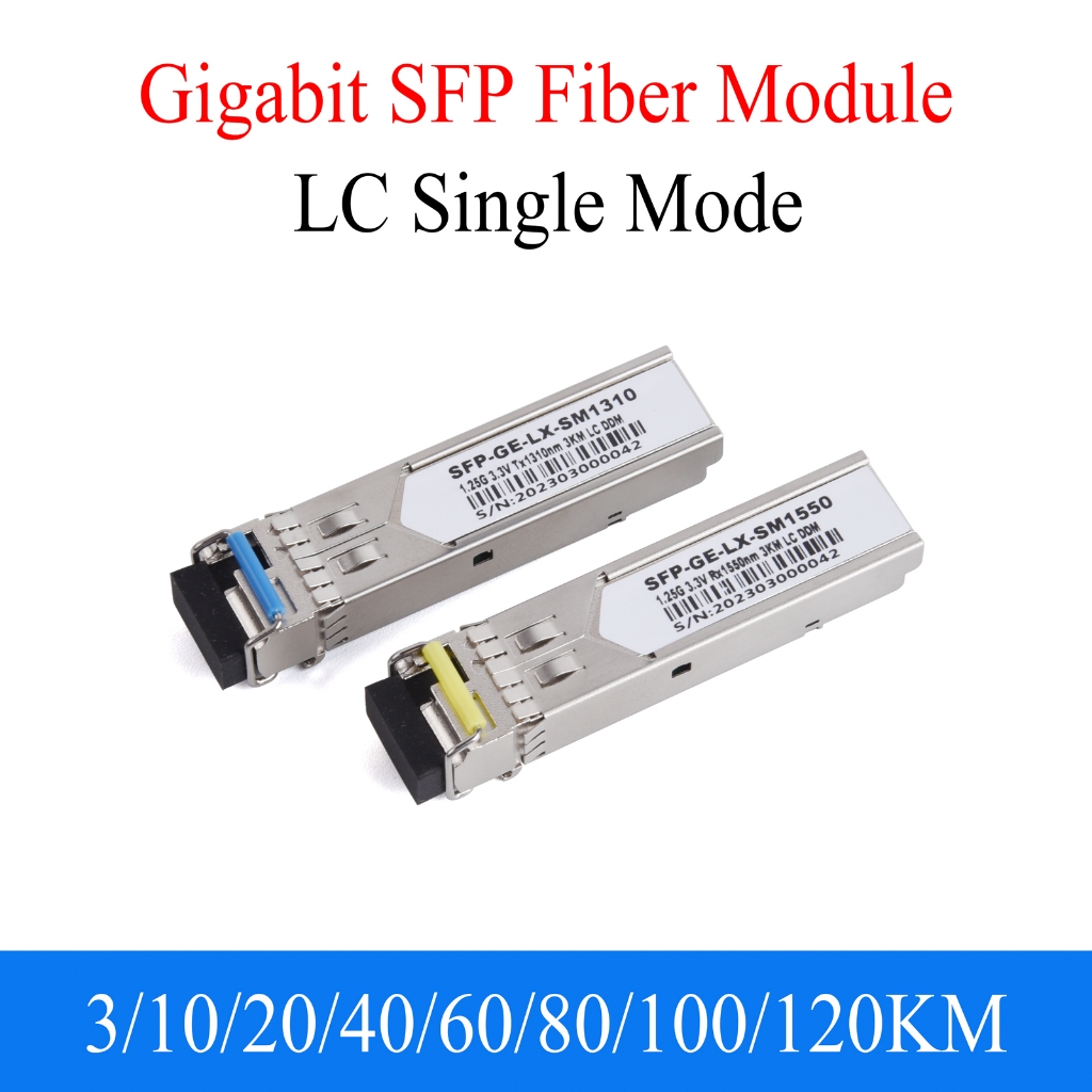 1Pair Gigabit Fiber SFP Module 1000M LC 1.25G 1310nm/1550nm Single Mode ...