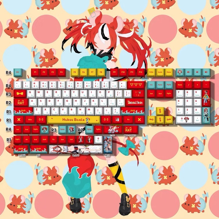 Anime Cute Hakos Baelz Keycap Hololive Vtuber Key Cover PBT DYE ...