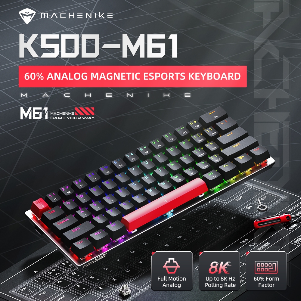 Machenike K500 M61 Magnetic Switch Mechanical Keyboard 8000Hz Polling ...