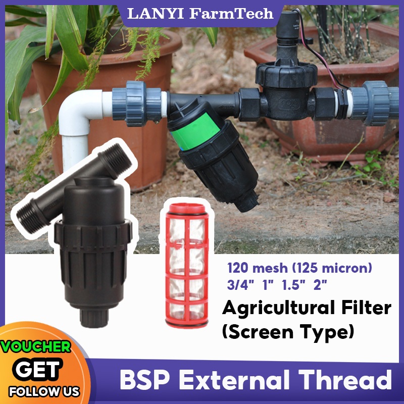 Screen Water Filter 3/4",1",1.5",2" FOR Kebun Fertigasi Fertigation 120 ...