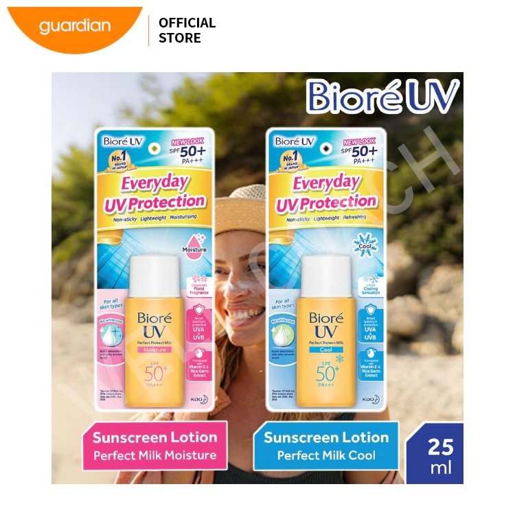 Biore UV Sunscreen Perfect Protect Milk Moisture/ Cool SPF 50+ PA+++ 25ml | Shopee Malaysia
