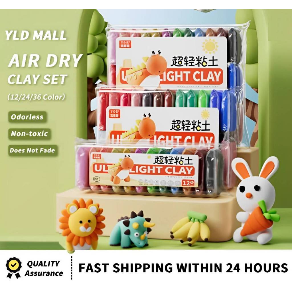 【Ready Stock】YLD 12 /24 /36 Colors Super Light Clay Set Non-Toxic ...