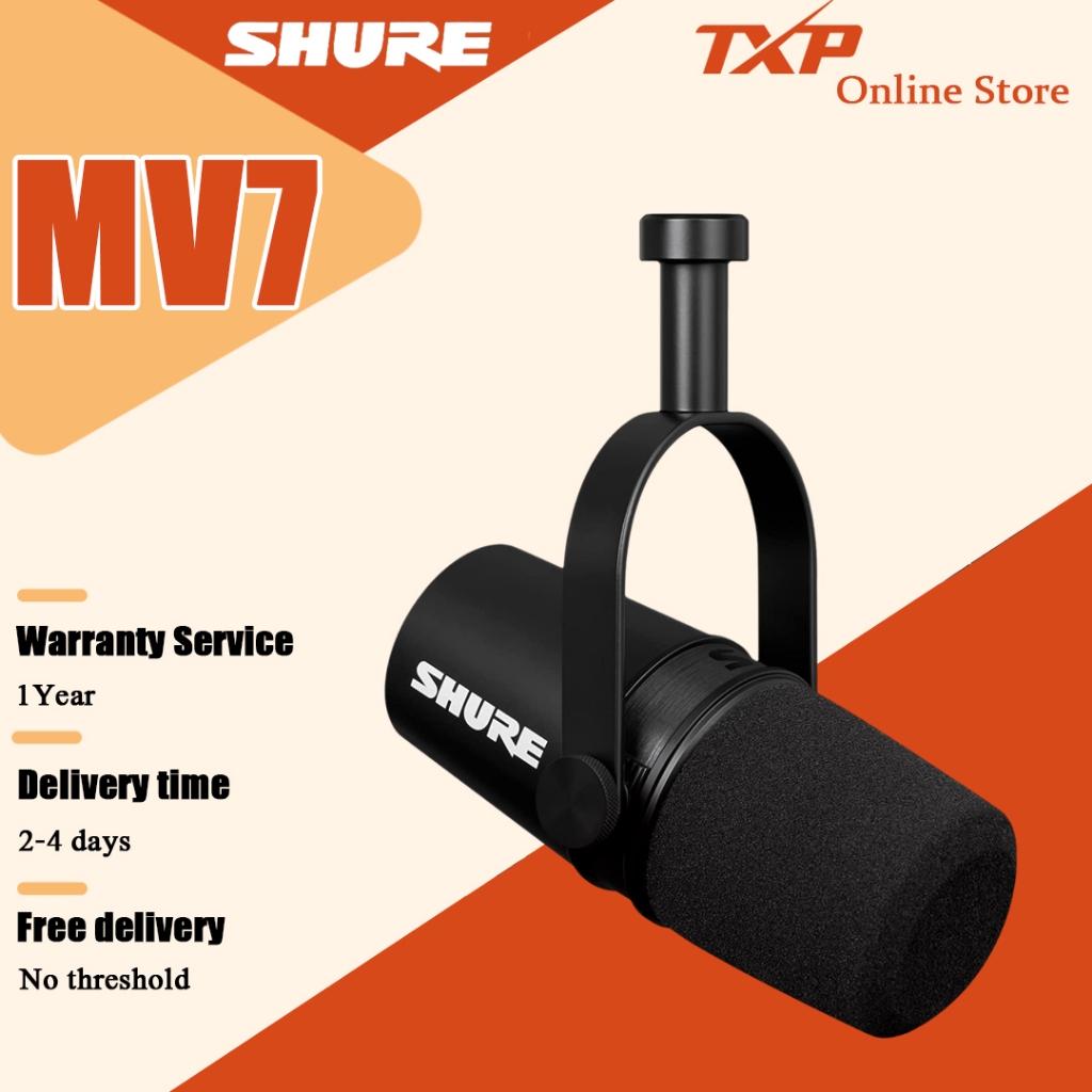 Shure MV7 Professional Condenser Microphone Suitable for Podcast, Live ...