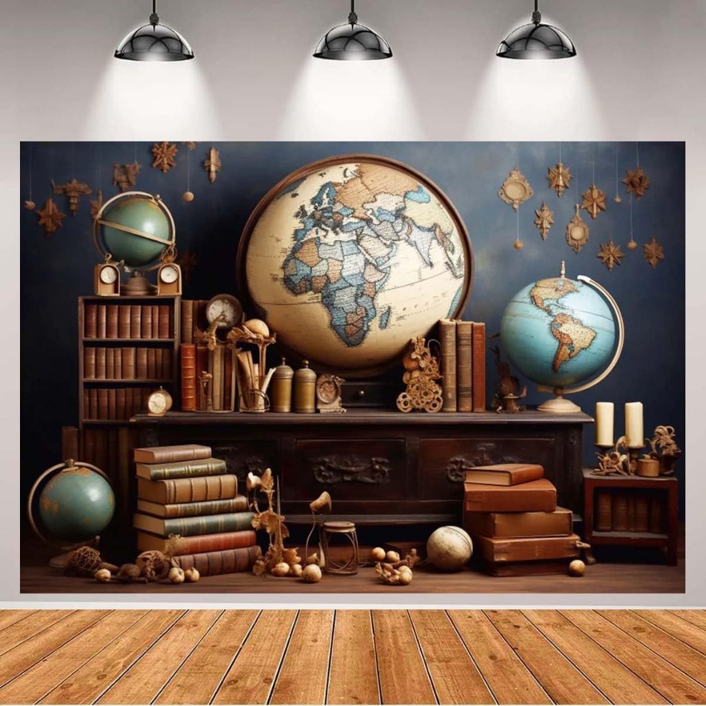 7x5ft Old Study Room Bookshelf Backdrop Vintage Wooden Bookshelf Desk ...