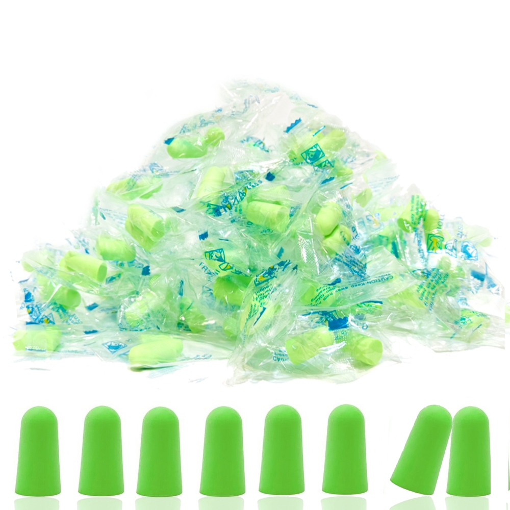 20/50/100Pairs Foam Earplugs Green Disposable Noise Reduction Ear Plugs ...