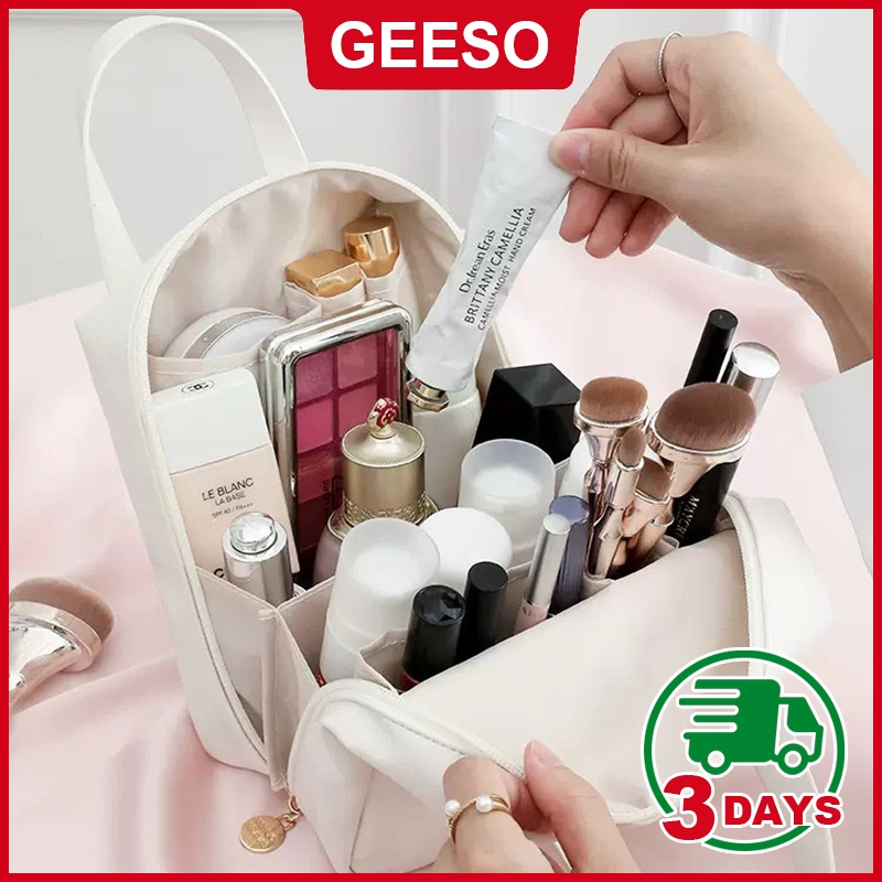 GEESO Travel Makeup Pouch Toiletry Organizer Zipper Cosmetic Multiple ...