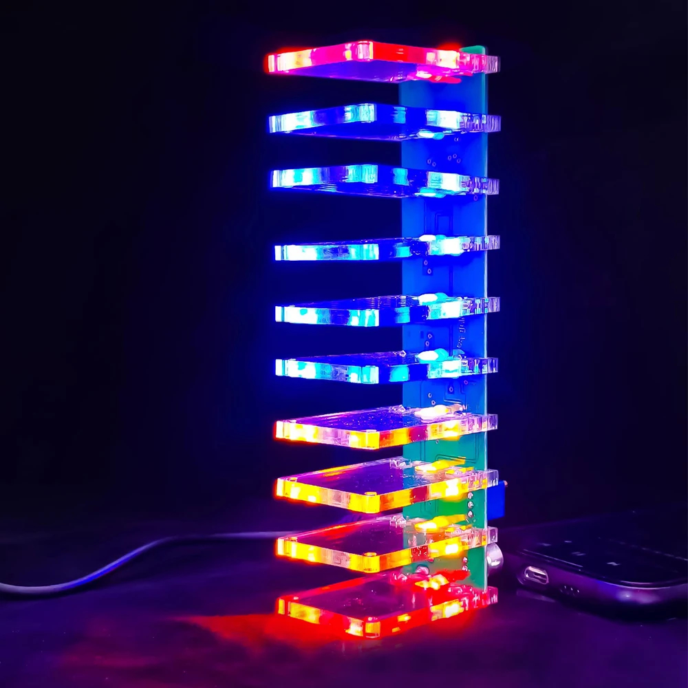 DIY Sound Control LED Music Spectrum Electronic Kit Crystal Column ...