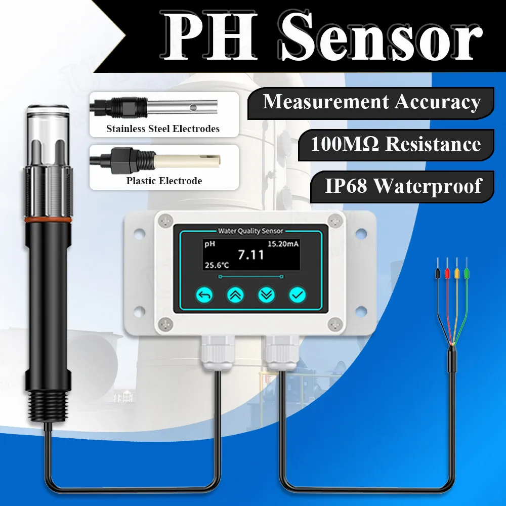 PH Sensor Industrial Water Quality Turbidity Tester ORP Electrode Probe ...