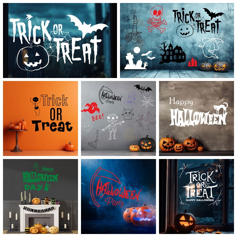23 styles of Halloween decoration wall stickers, haunted house ...