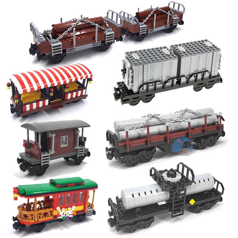MOC Train Carriage Building Blocks Set Toy Railway Express Container ...