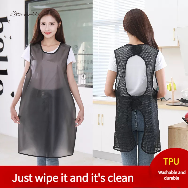 「Ready Stock」New Upgraded Waterproof Oilproof Apron Kitchen Household ...