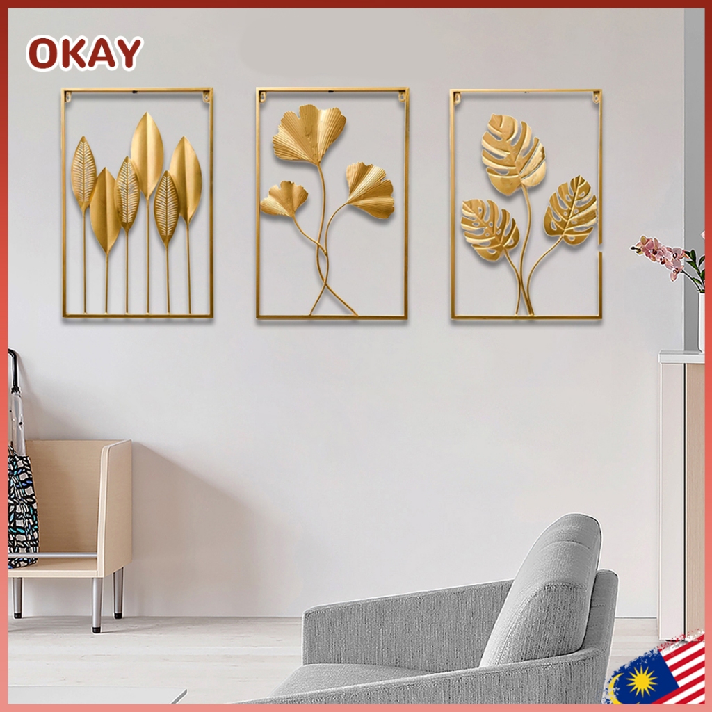 Gold Frame Wall deko Modern Wall Deco Metal Frame Hiasan dinding ...