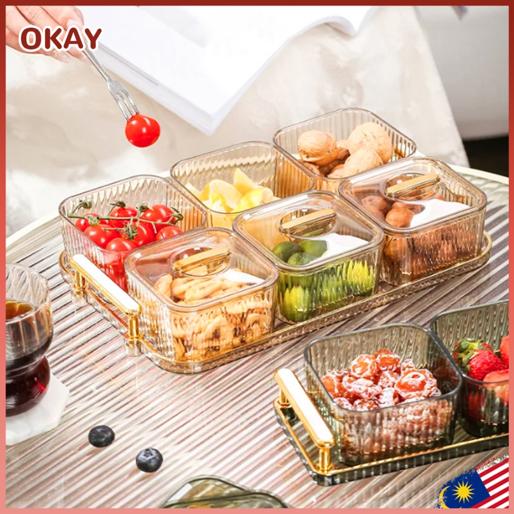 Light luxury fruit snack storage partition tray, dried fruit tray with ...