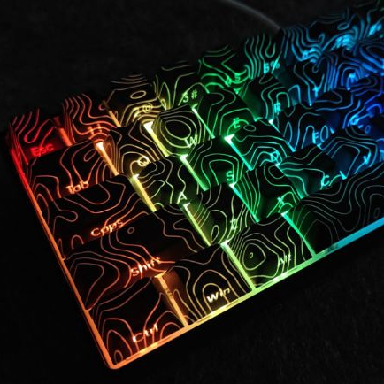 WOMIER 134 Keys Black Line Topographic Vision Keycaps Shine Through PBT ...