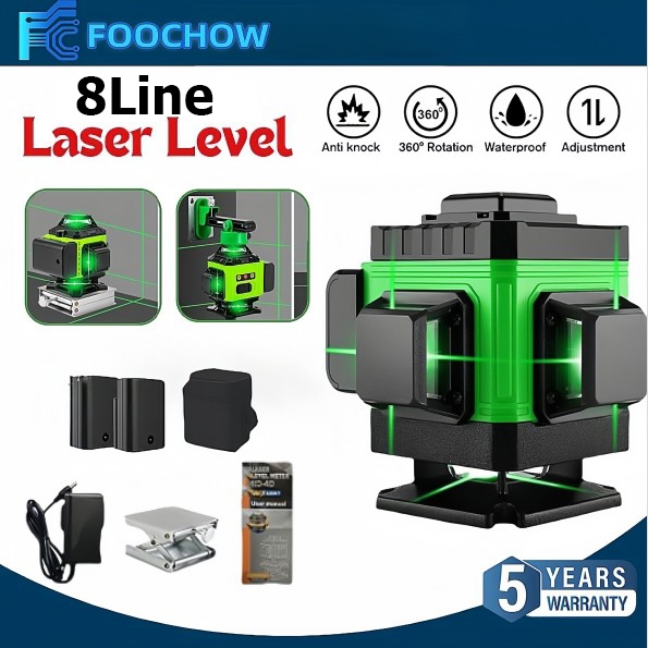 8 Lines Adjustable Laser Level 360° Rotation Indoor Outdoor Self ...