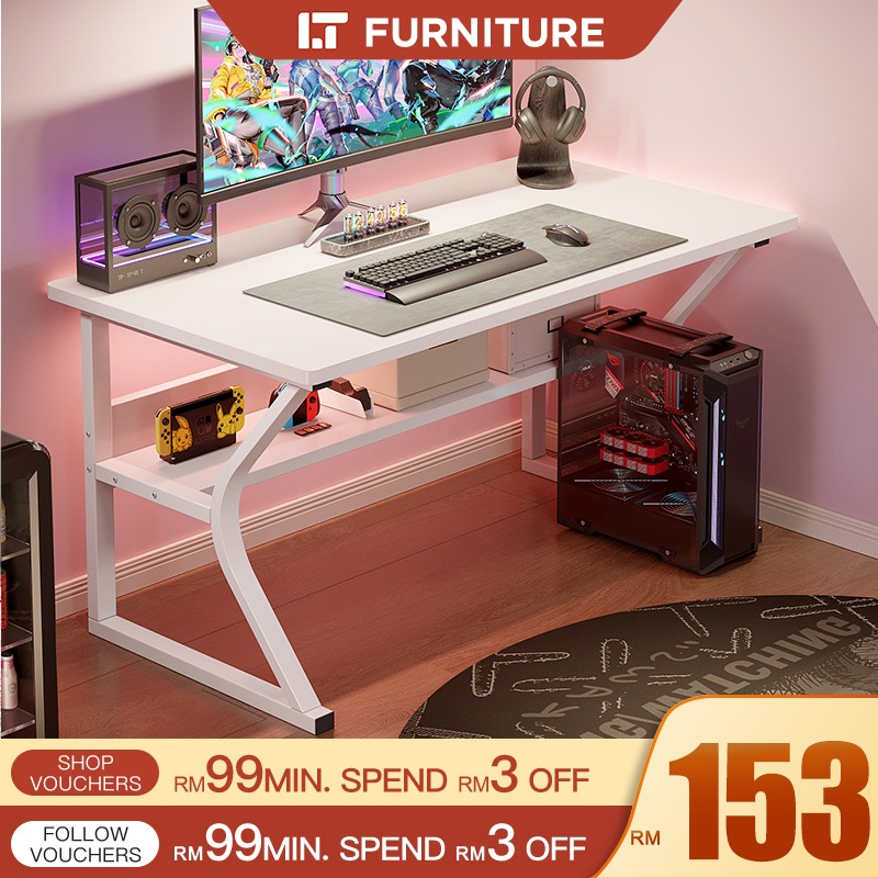 Computer Table Gaming Table Black Meja Gaming Meja Komputer PC/Study ...