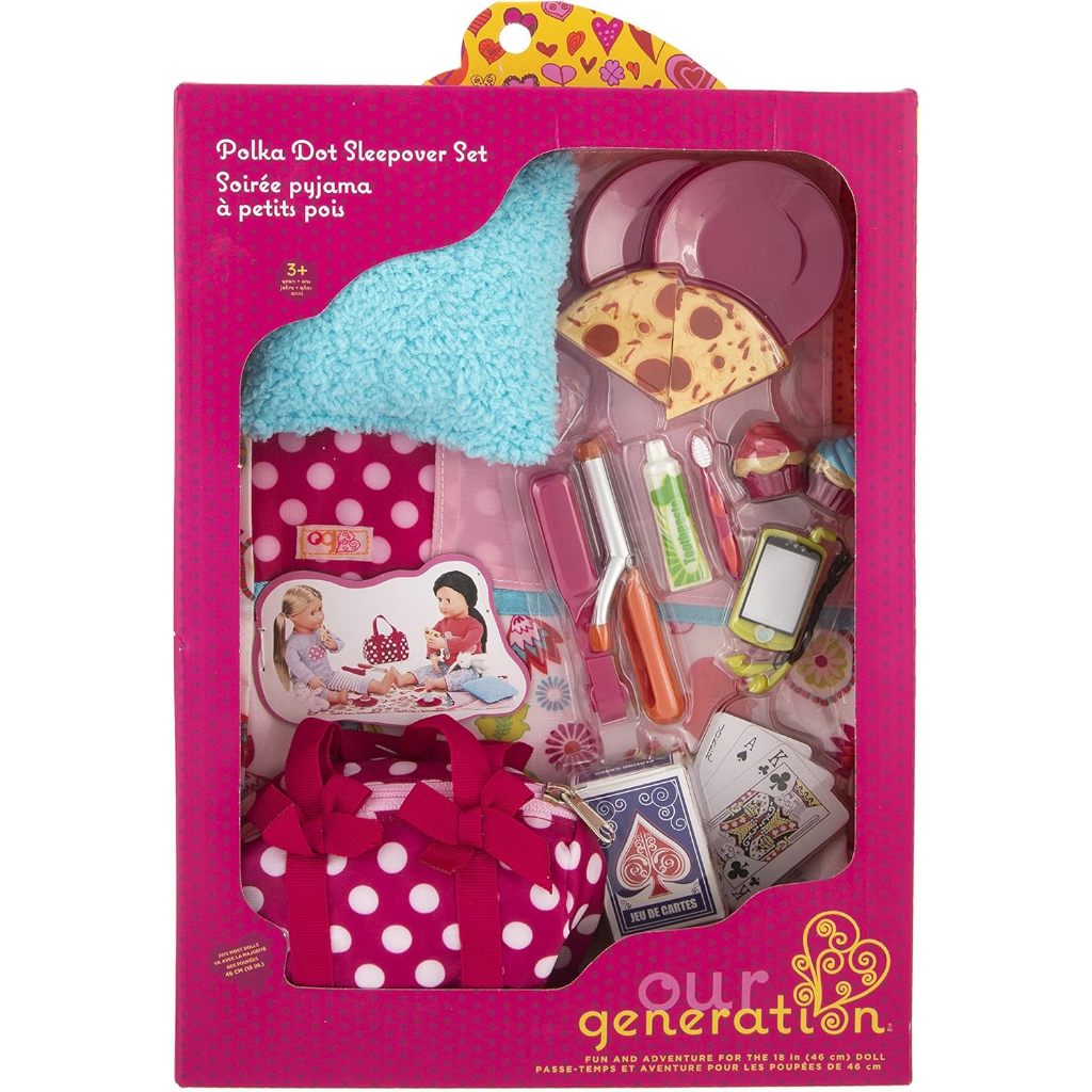 Our Generation Sleepover Set with Sleeping Bag for 18" Dolls Polka Dot ...
