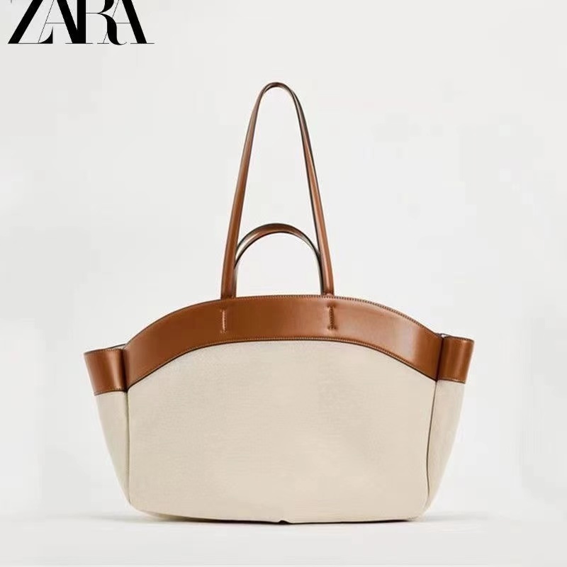 ZARA Canvas Women's Tote Bag Large Capacity Single Shoulder Handbag ...