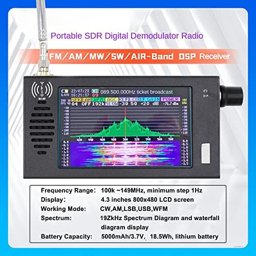 DeepSDR Radio SDR Receiver 100K-149MHz Touching Screen DSP Digital Demodulation Shortwave FM AM ...