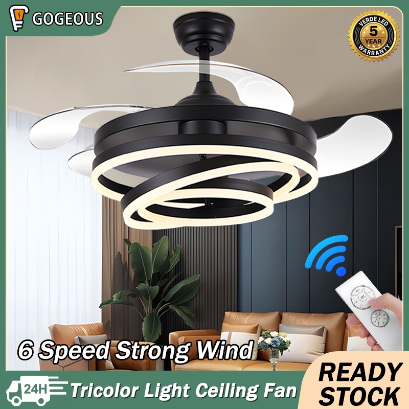 Modern Ceiling Fan With Light Three-ring LED Creative Decorate ...