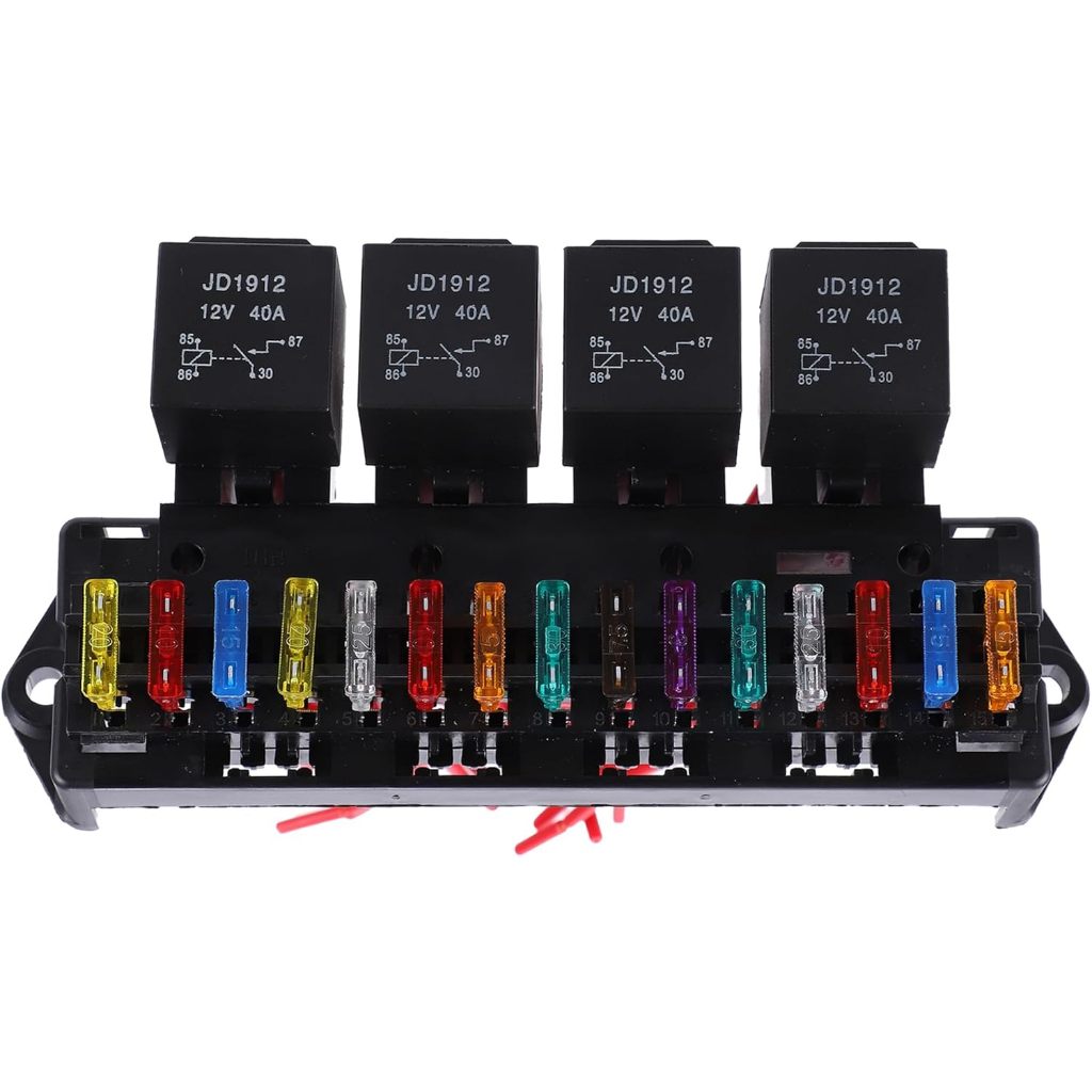 Car 12V 15 Slot Fuse Relay Box Kit 4 Relays Multi-circuit Assembly ...