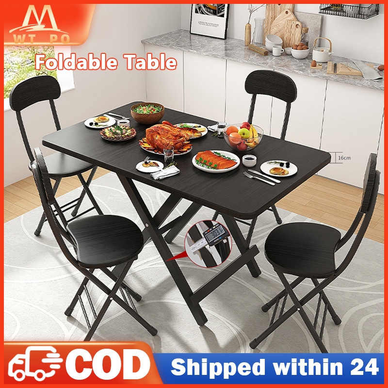 【WT PO】Folding table study foldable dining table set 4 seaters dining ...