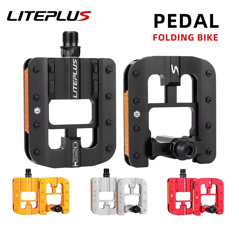 Liteplus Bicycle Foldable Pedals Aluminum Quick Release Folding Bike Pedals Universal 9/16 inch ...
