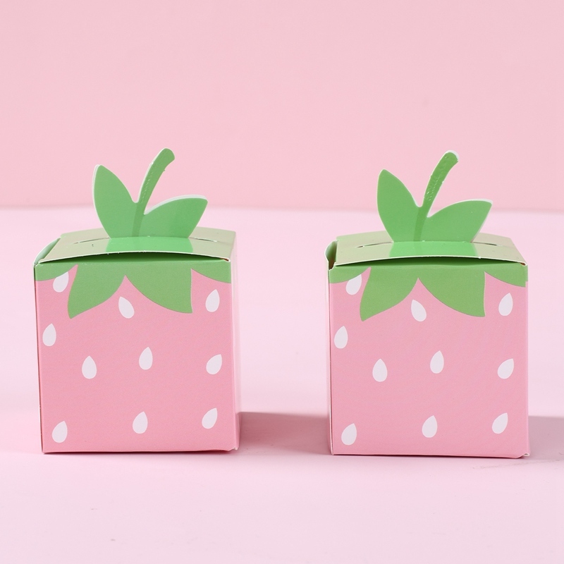24pcs Cute Pink Strawberry Candy Box 3D Strawberry Mini Loot Box Gift ...