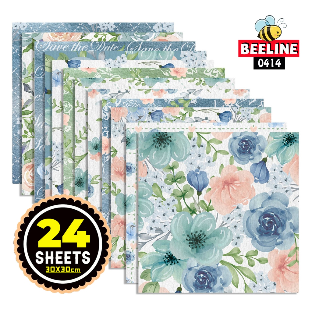 【Fast Delivery】24pcs Flower Wrapping Paper 30cm Wedding Pattern paper ...