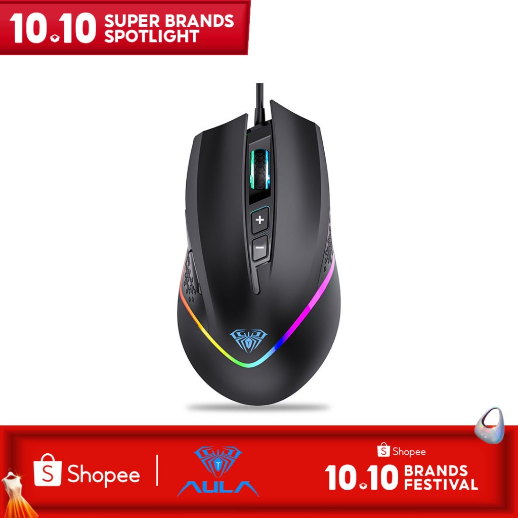AULA F805 Wired Gaming Mouse Marco Programmable RGB 6 Gear DPI ...