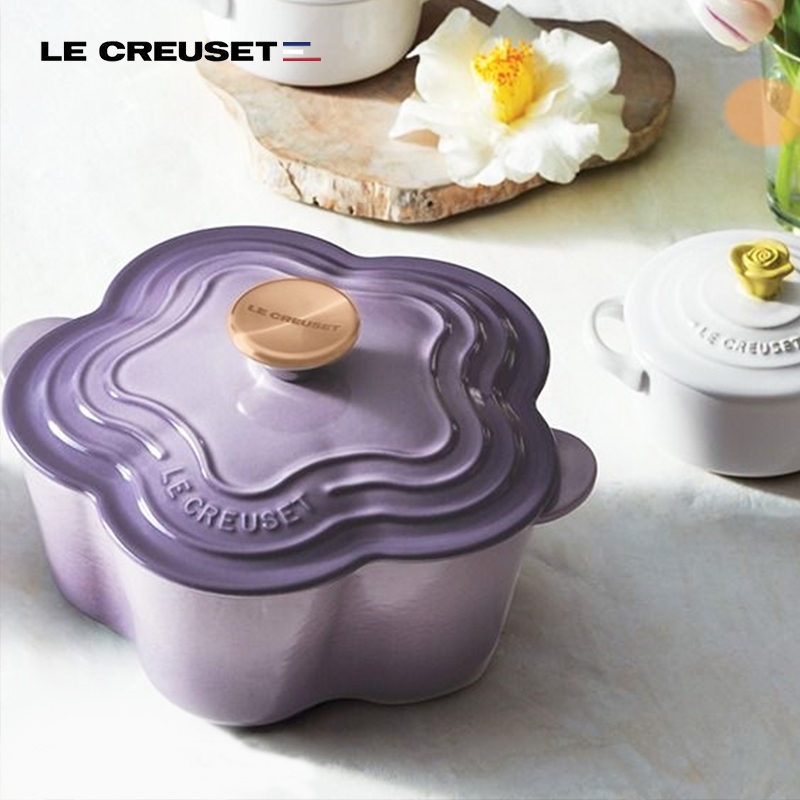 Le CREUSET20cm Flower Enamel Pot Household Cast Iron Flower Shape Stew ...
